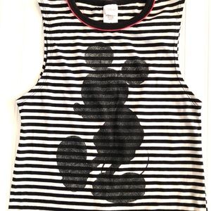 Disney | Tops | Disney Mickey Mouse Black White Striped Top Sm | Poshmark